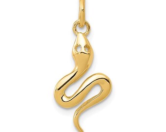 14k Solid Gold Snake Pendant. - Etsy