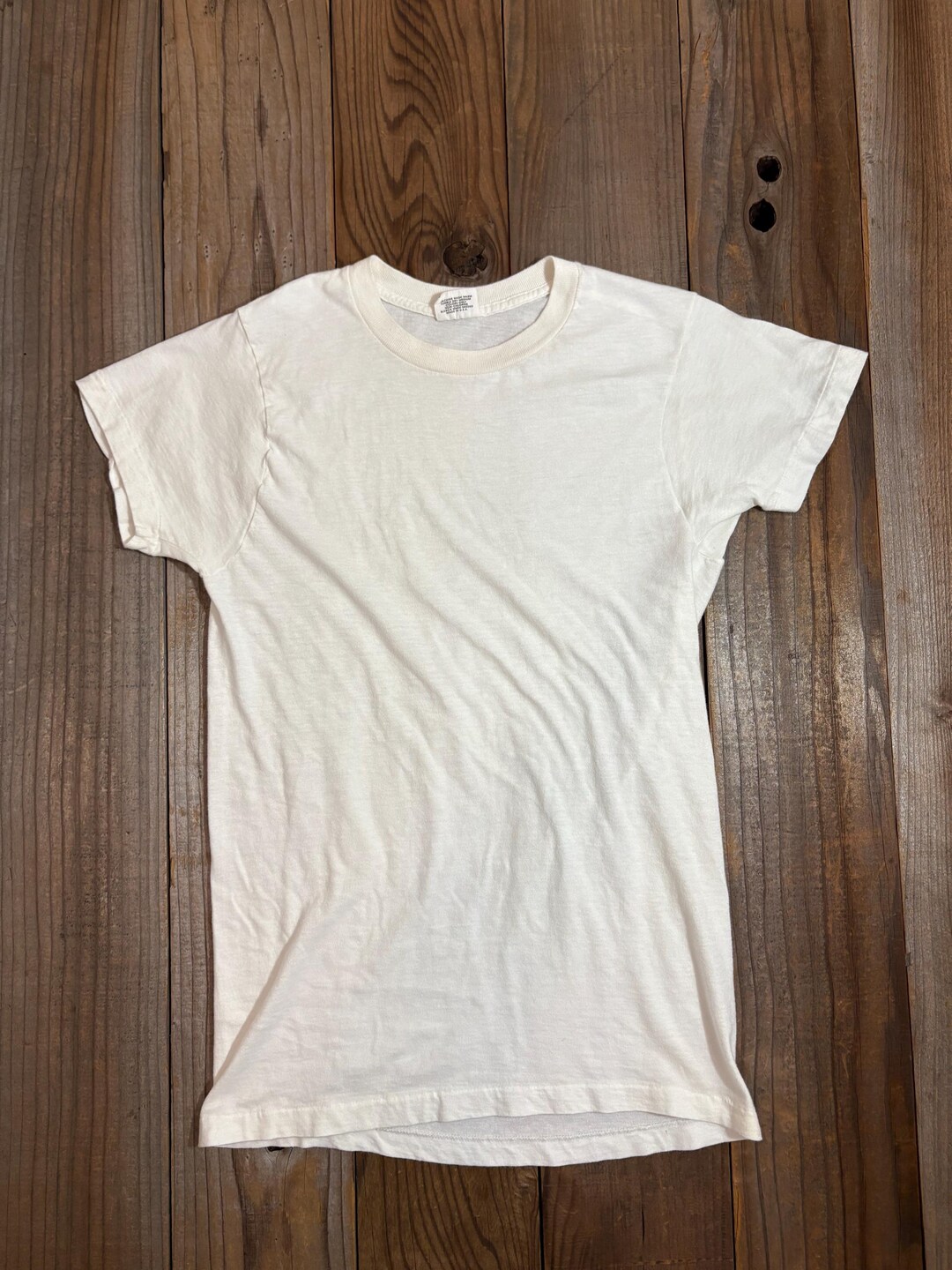 Vintage Distressed White Calvin Klein Blank Short Sleeve Single Stitch ...
