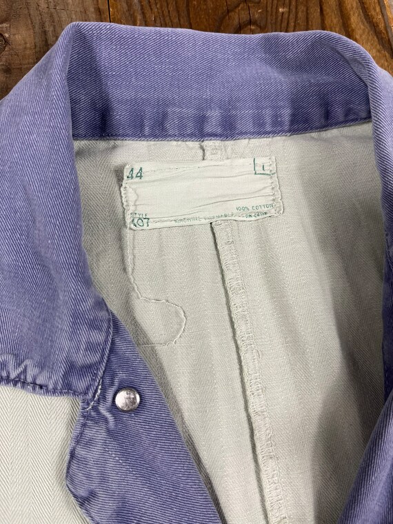 60's HBT Thrashed Shopcoat Blue and Gray Distressed a… - Gem