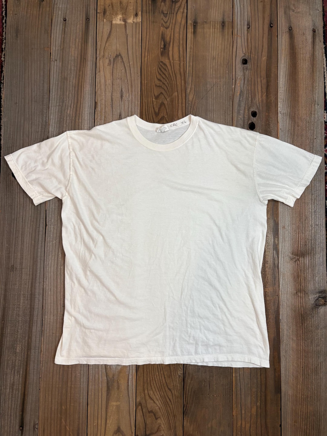 Vintage Distressed White Calvin Klein Blank Short Sleeve Single Stitch ...