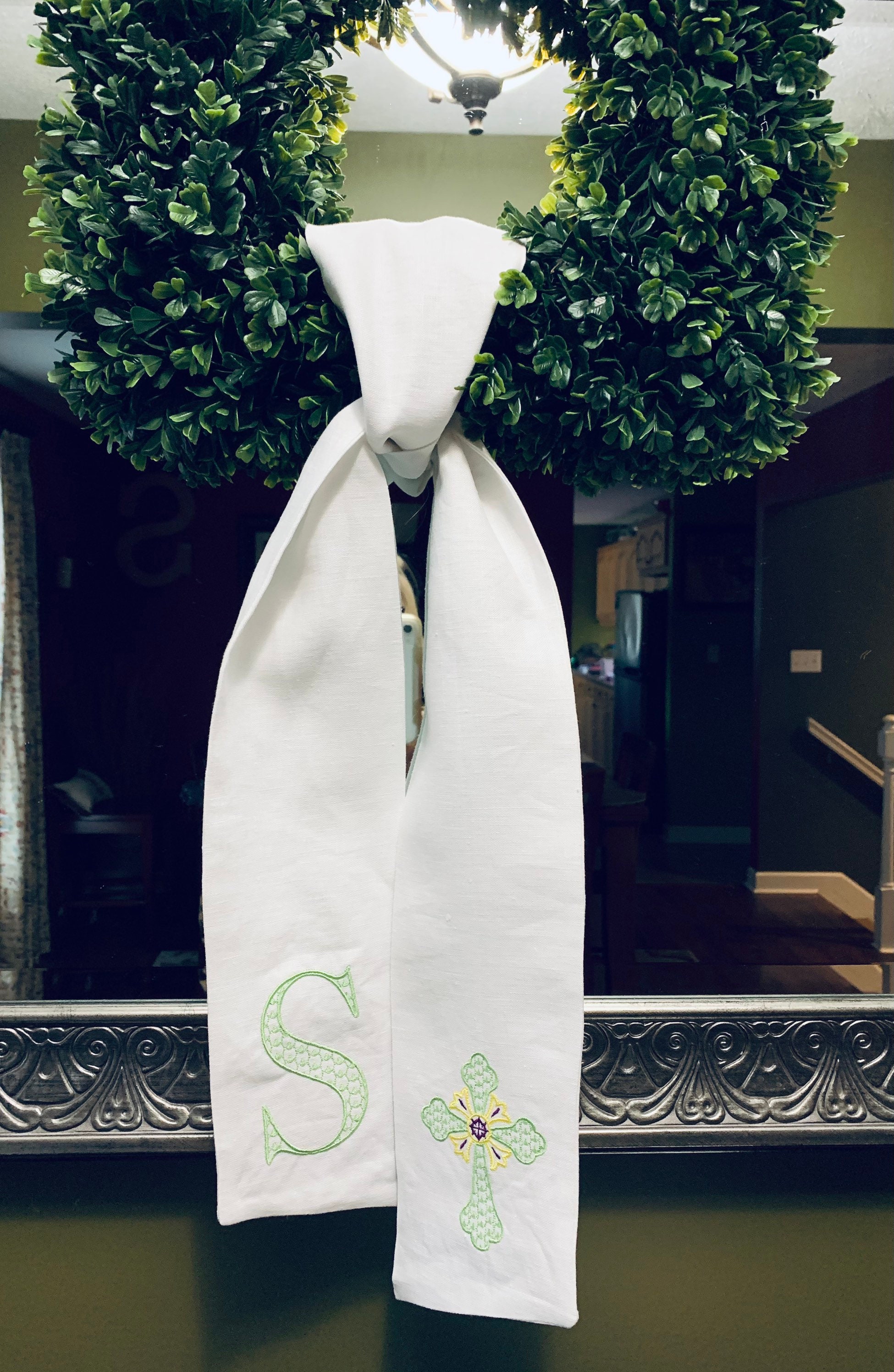 Wreath Sash, Easter, Cross & Monogram - Etsy.de