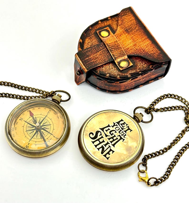 Compass in Leather Box Graduation Gifts for Him, Birthday Gifts for Men ...