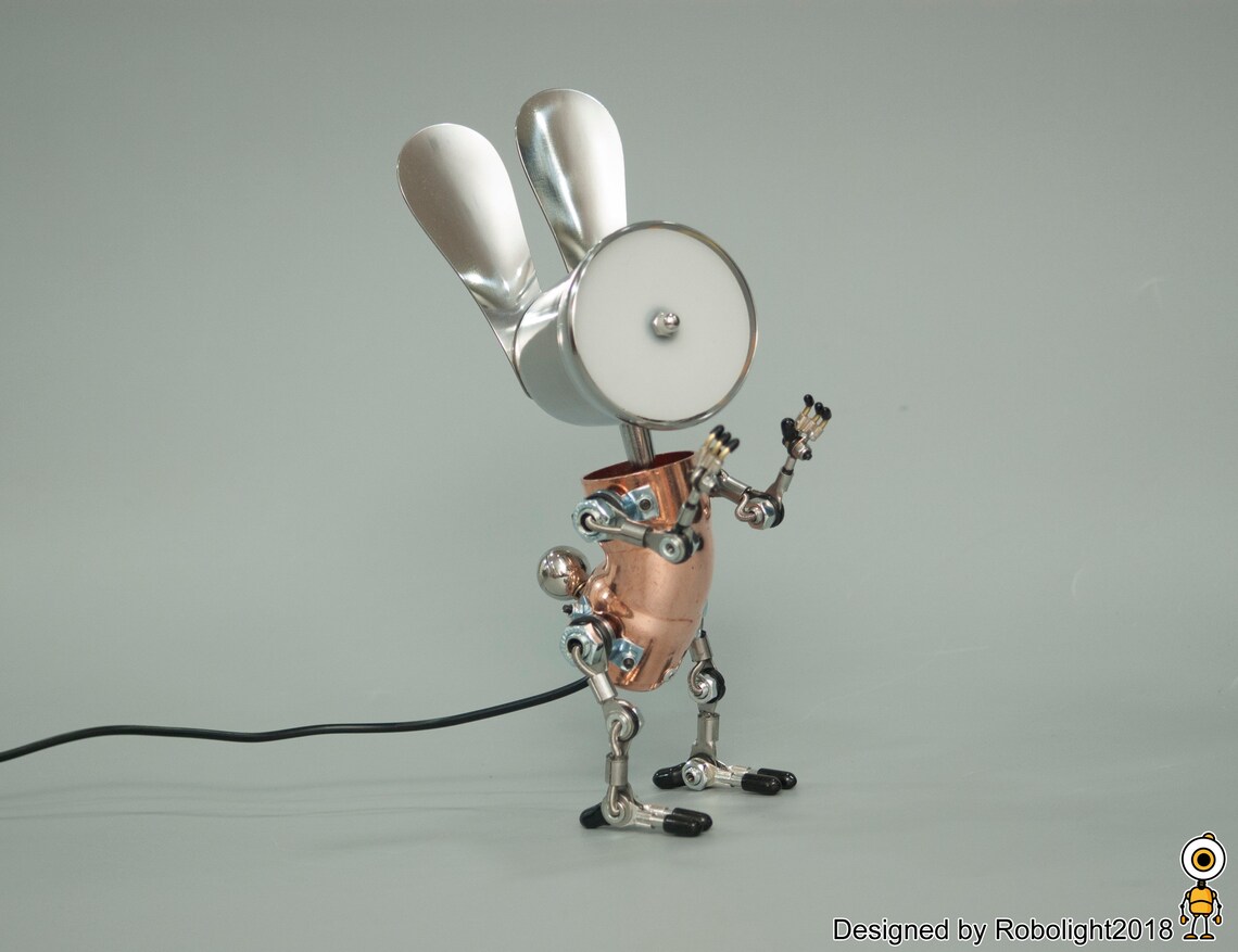Bunny Robot table lamp Night Light for bedroom Gift Unique | Etsy