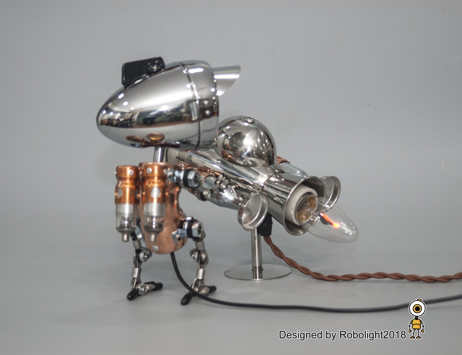 Steampunk Rocket Ship With Robot Desk Lamps Flame Bulbs - Etsy