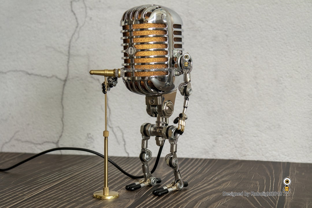 Handcrafted Microphone Robot Lamp: USB Desk Light - Etsy