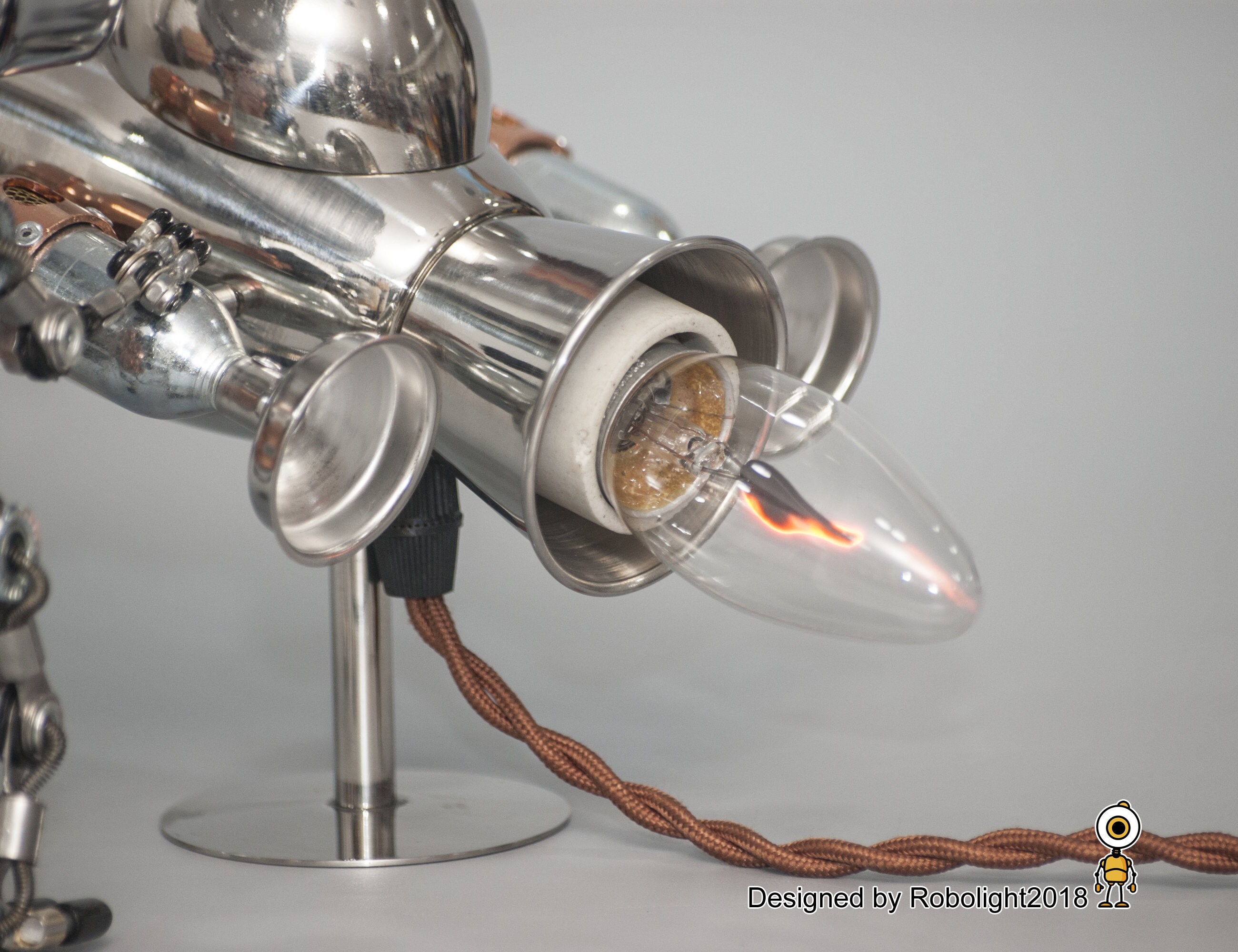 Steampunk Rocket Ship With Robot Desk Lamps Flame Bulbs - Etsy