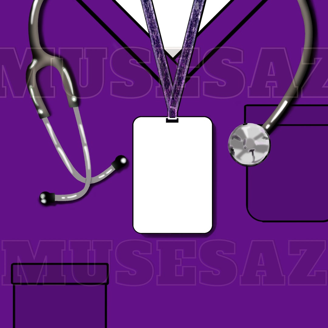 Revised Purple Medical Scrubs With Stethoscope, Pocket and Tag Design ...