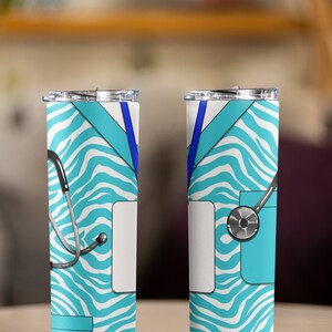 Teal Zebra Scrubs With Stethoscope, Pocket and Tag Design Download 20oz ...