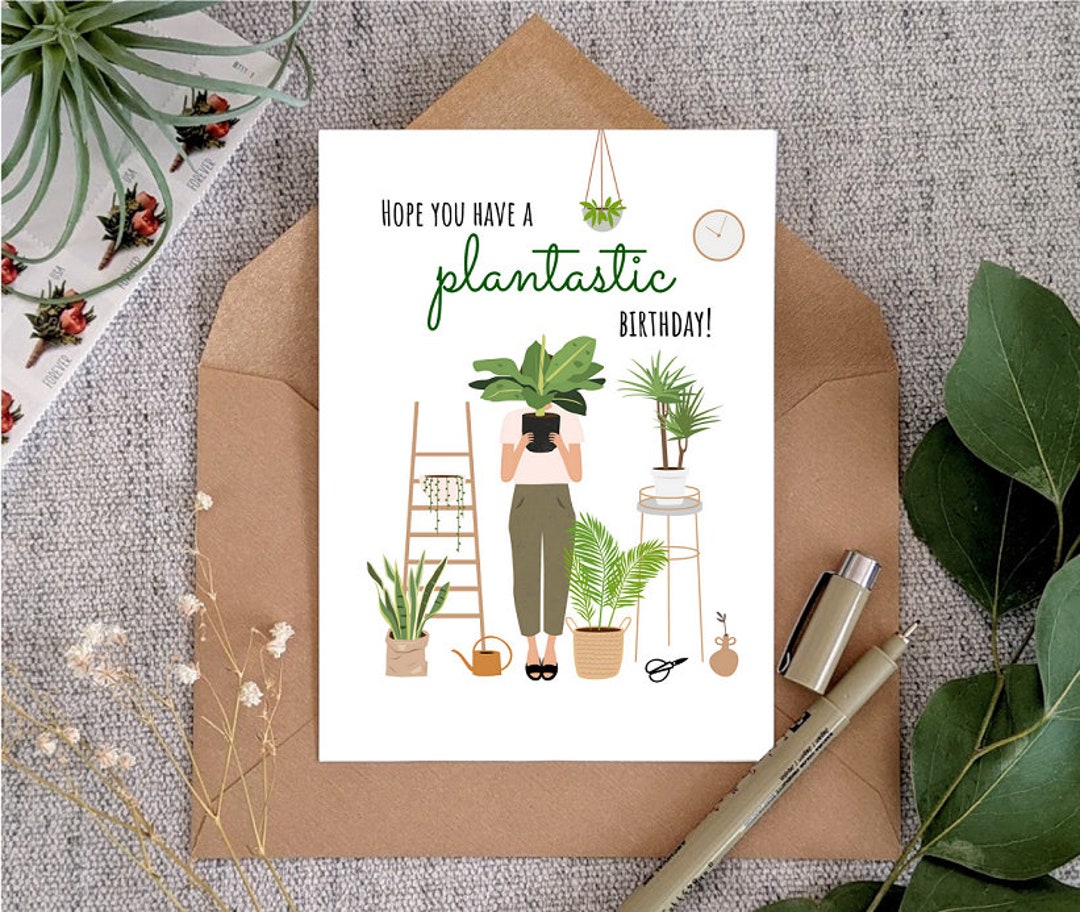 Printable Plant Birthday Card, Plantastic Birthday, Greeting Card ...