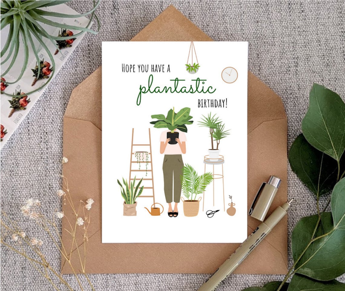 Printable Plant Birthday Card, Plantastic Birthday, Greeting Card ...