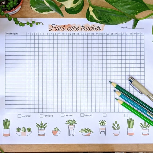 Printable Plant Care Tracker Plant Watering and Fertilizing - Etsy