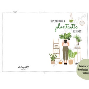 Printable Plant Birthday Card, Plantastic Birthday, Greeting Card ...