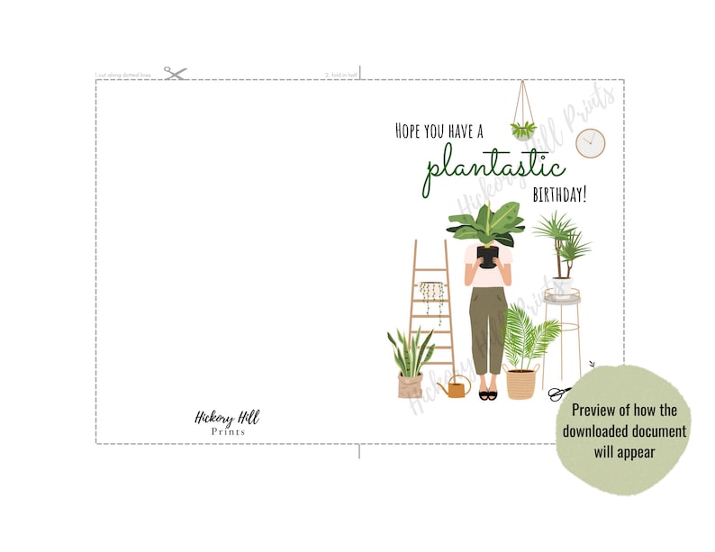 Printable Plant Birthday Card, Plantastic Birthday, Greeting Card ...