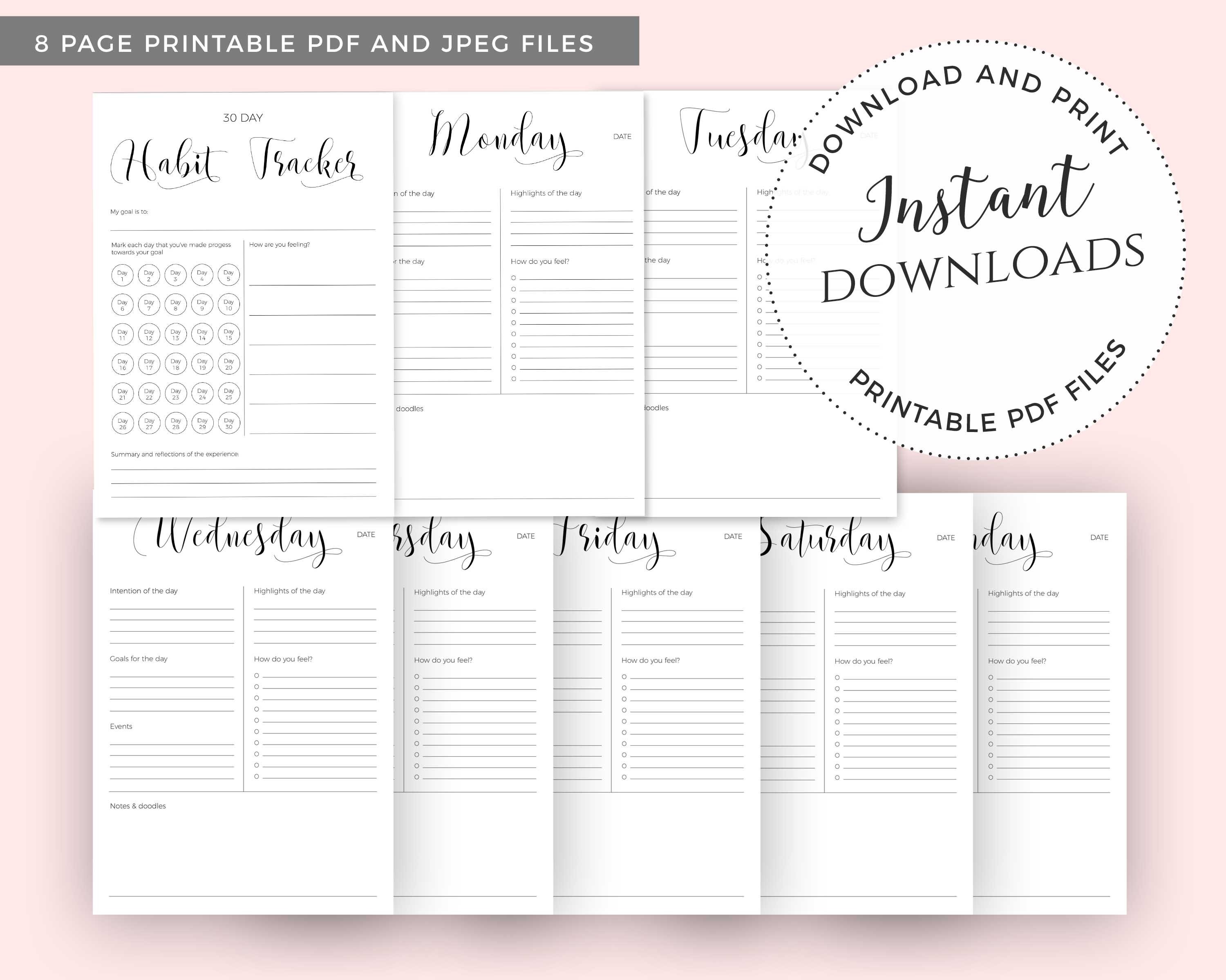 Habit Tracker Habit Breaker Instant Downloads Printable - Etsy