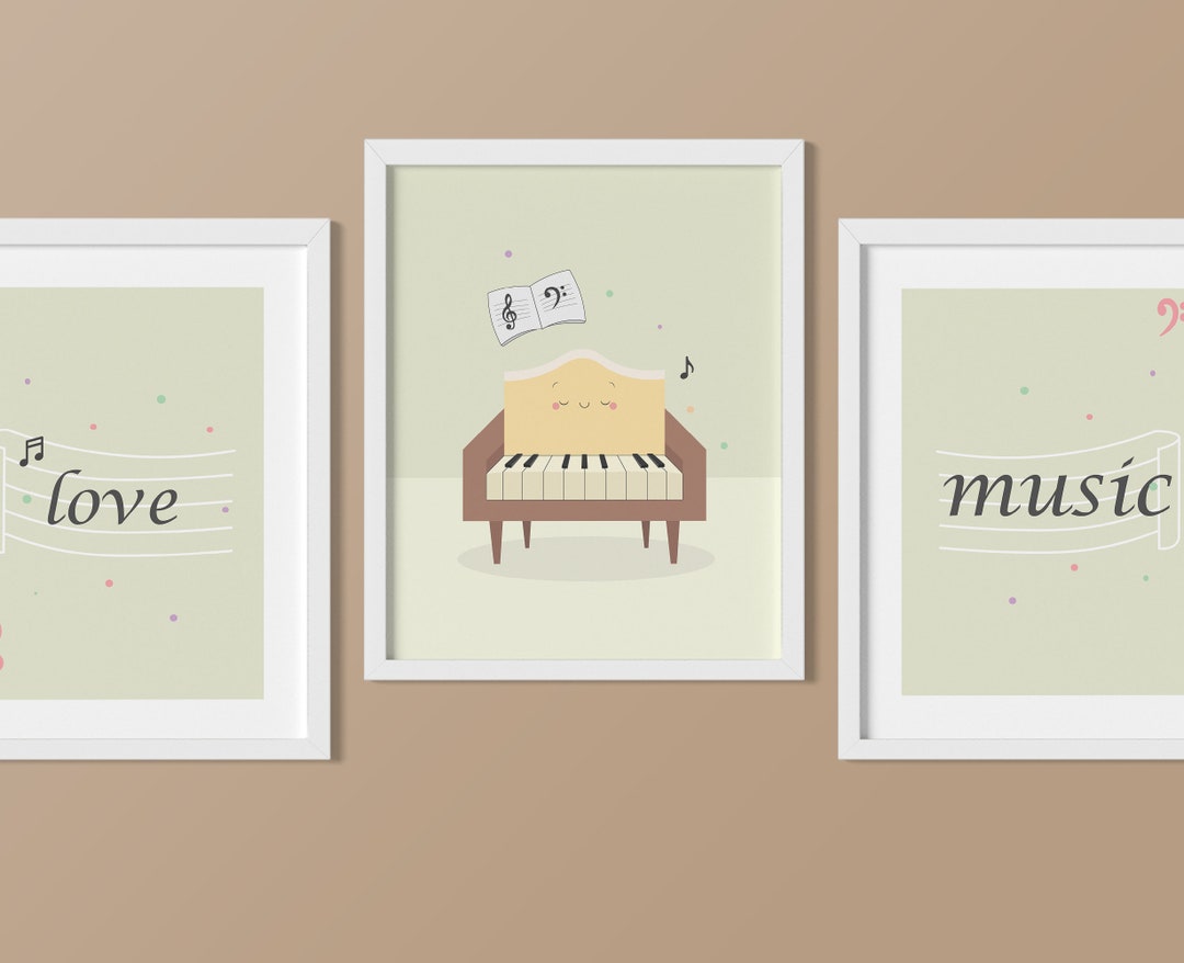 Set of 3, Music Piano Posters - Kids Wall Art - Nursery Prints ...