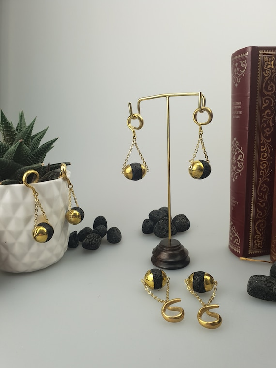 Lava Stone Sphere Hangers Ear Weights Sold as a Pair - Etsy