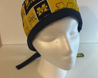 University of Michigan U of M Wolverines Maize Blue Skull Scrub Hat ...