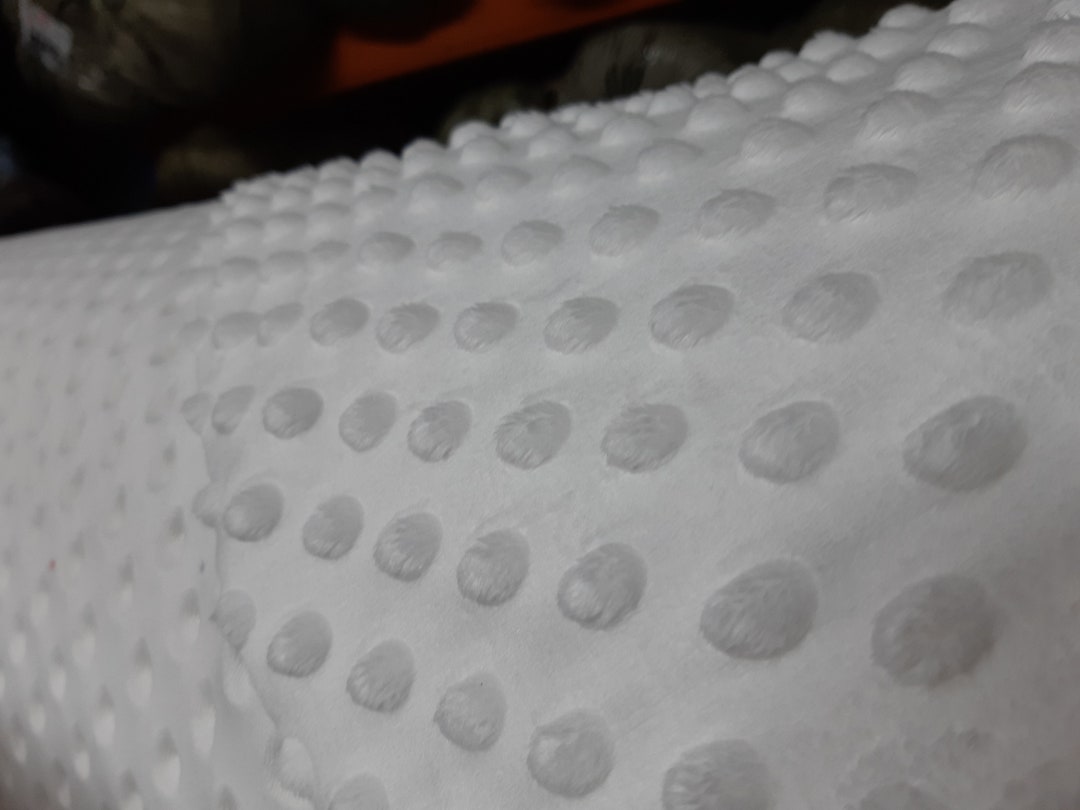 White SMOOTH and DOT Minky Fabric. Cut to Order. 160cm Wide .premium ...