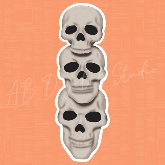 Skeleton Skull Stack Sticker - Etsy