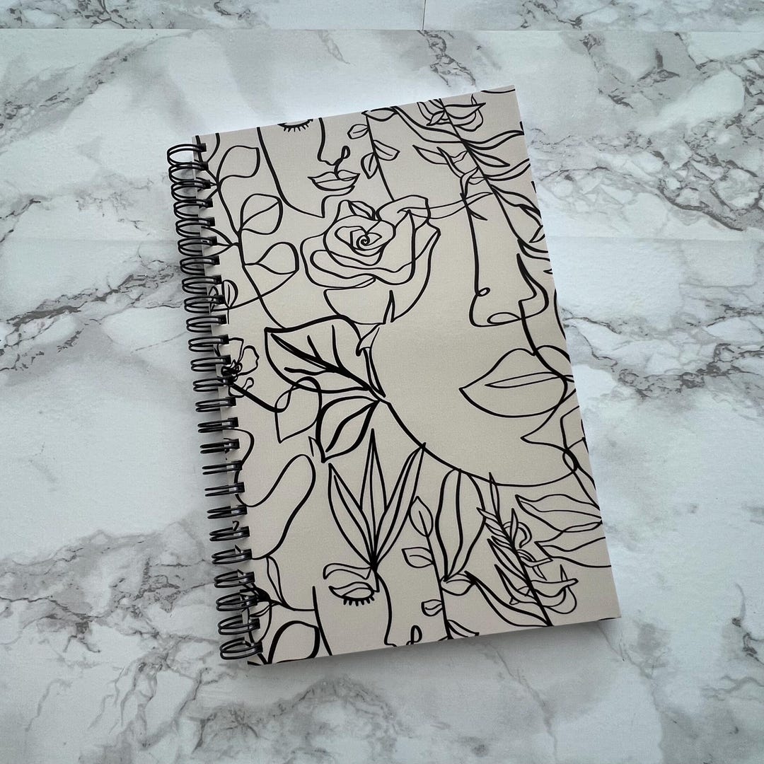 Line Art Face Notebook, Teacher Gift, Stationary, Planner - Etsy