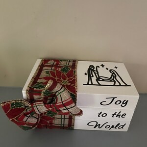 Faux Book Stack - Joy to the World Book Stack - Christmas Tiered Tray ...