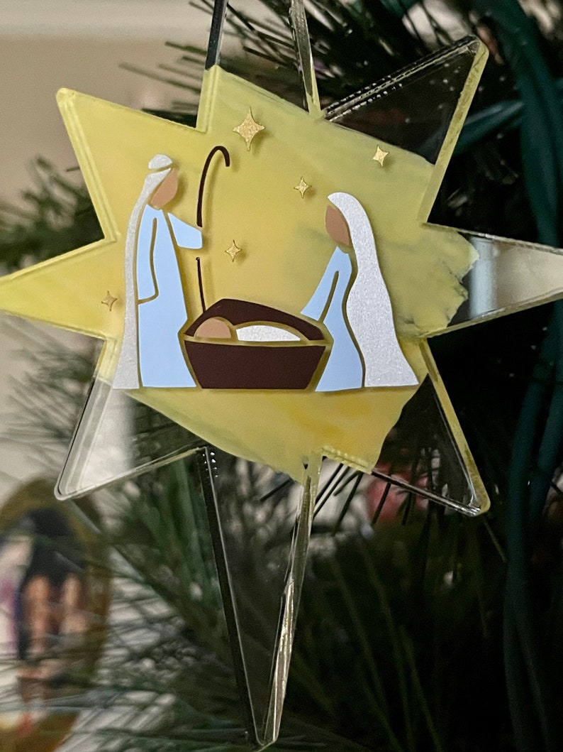 Nativity Star Acrylic Ornament - Christmas Star Nativity Ornament - Etsy