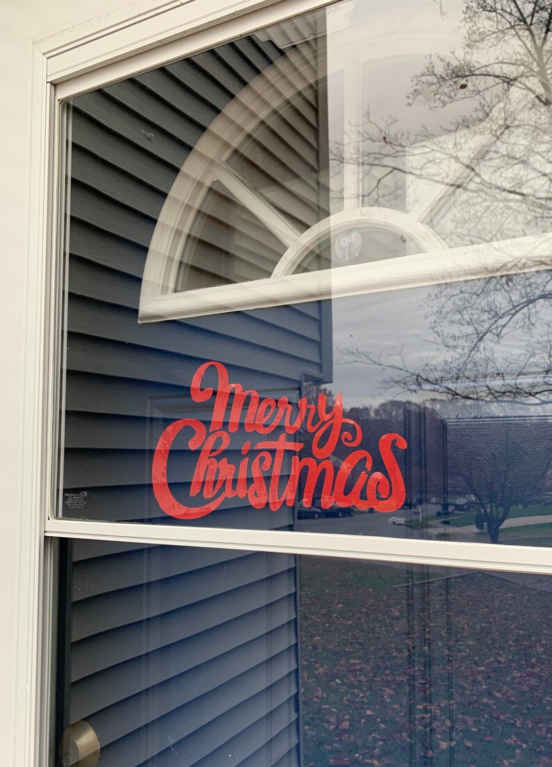Merry Christmas Window Cling Red Christmas Window Decor - Etsy