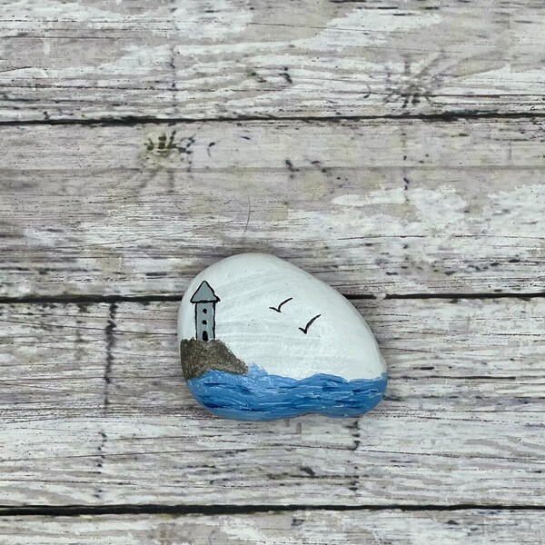 Lighthouse Painted Rock - Etsy