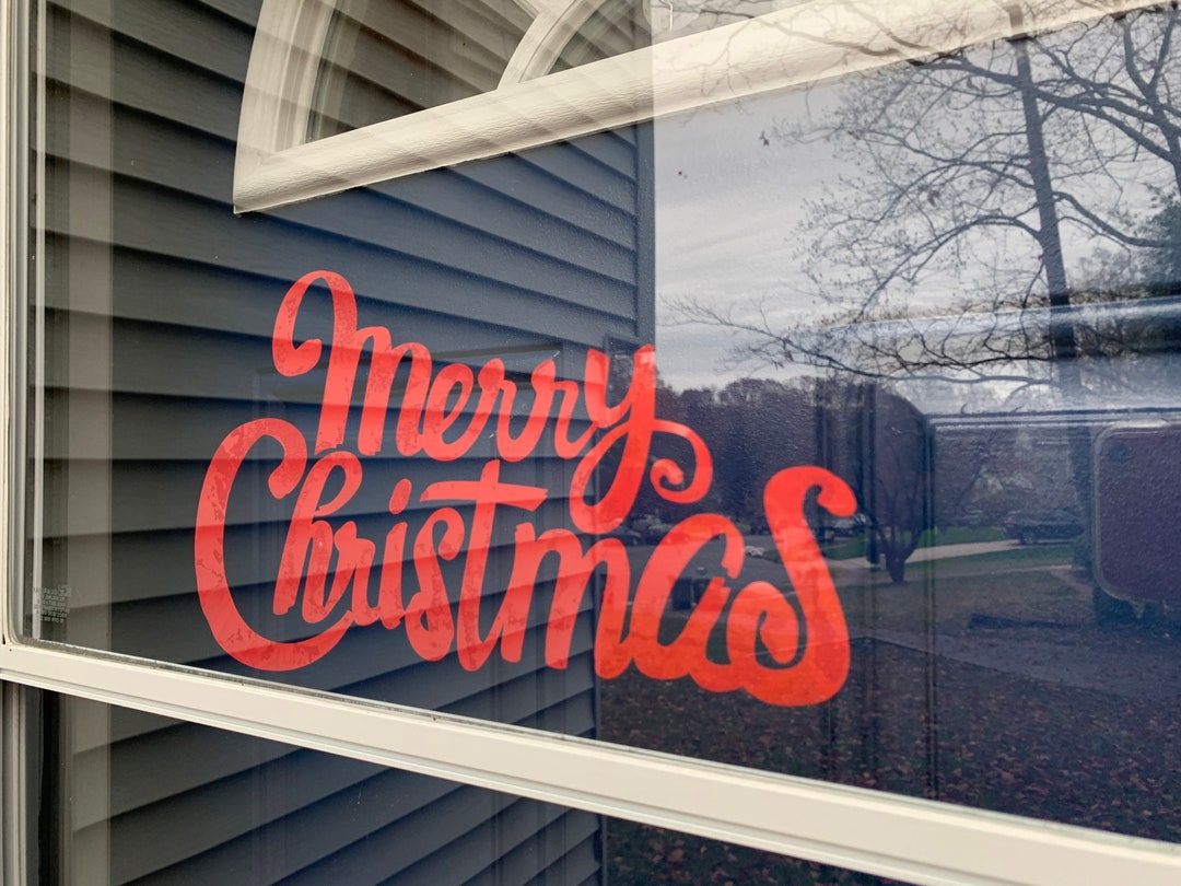 Merry Christmas Window Cling - Red Christmas Window Decor - Etsy