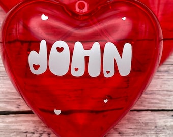 Personalized Valentine's Fillable Red Heart Plastic Containers Kids - Etsy