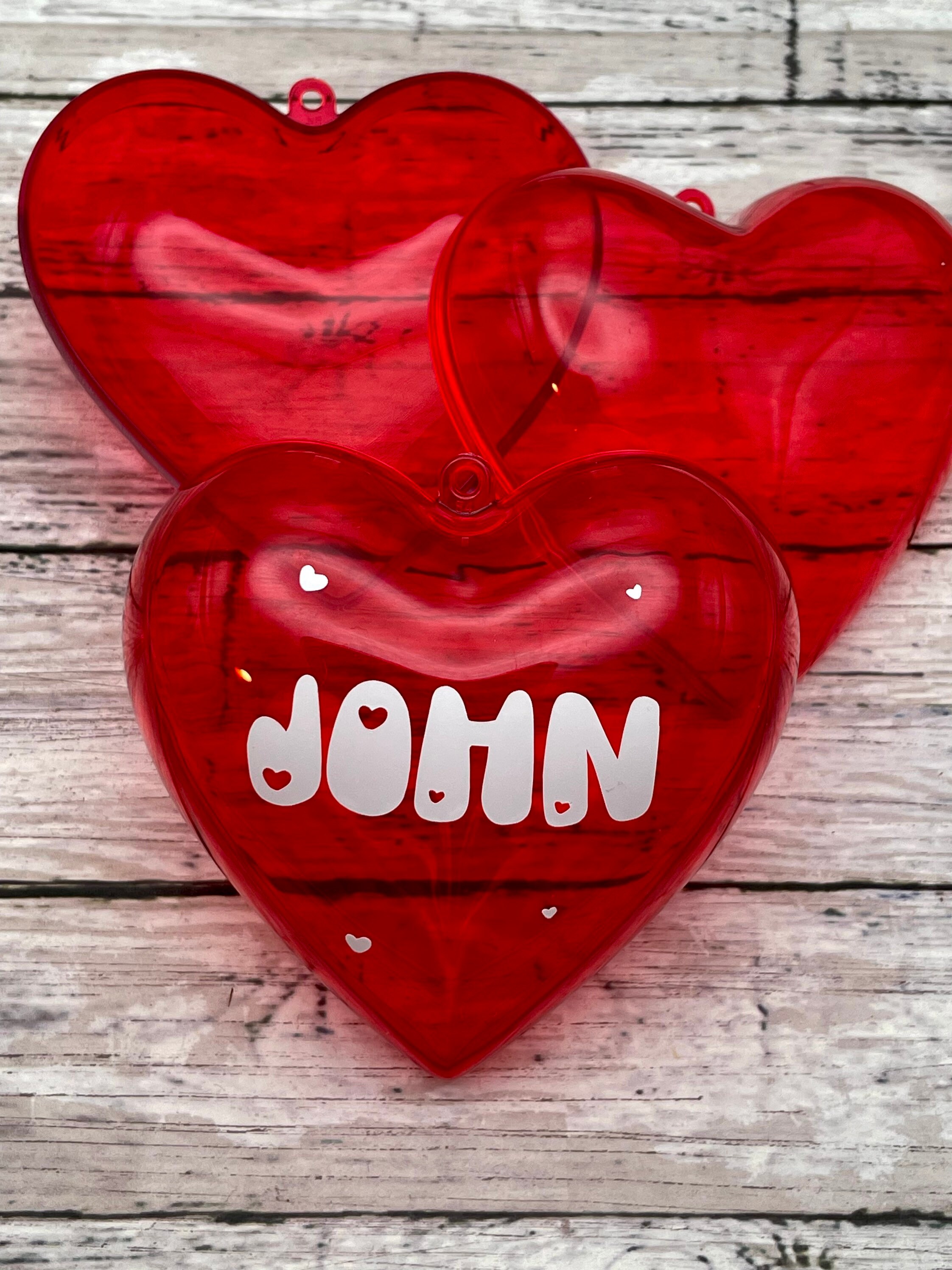 Personalized Fillable Red Plastic Heart Favor Containers - Personalized ...