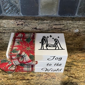 Faux Book Stack - Joy to the World Book Stack - Christmas Tiered Tray ...