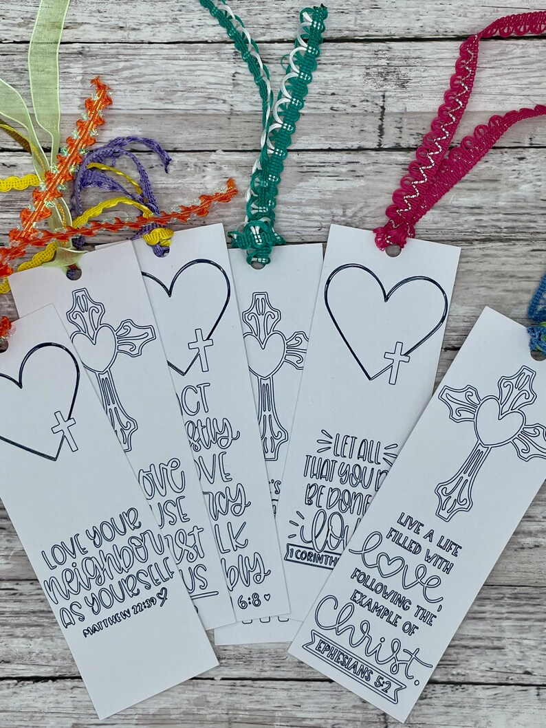 Personalized Scripture Coloring Bookmarks: Valentine's Favors - Set of ...