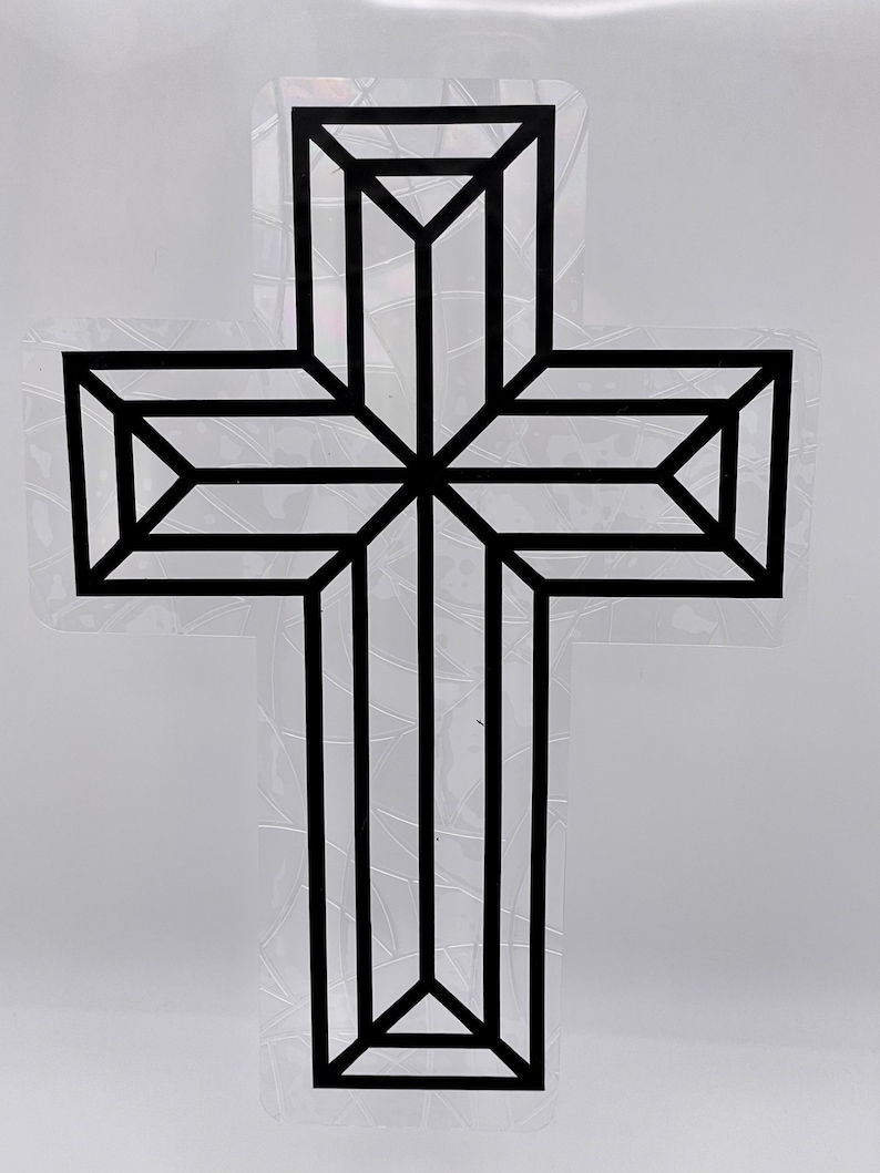 Cross Window Cling Stained Glass Rainbow Holographic Window - Etsy