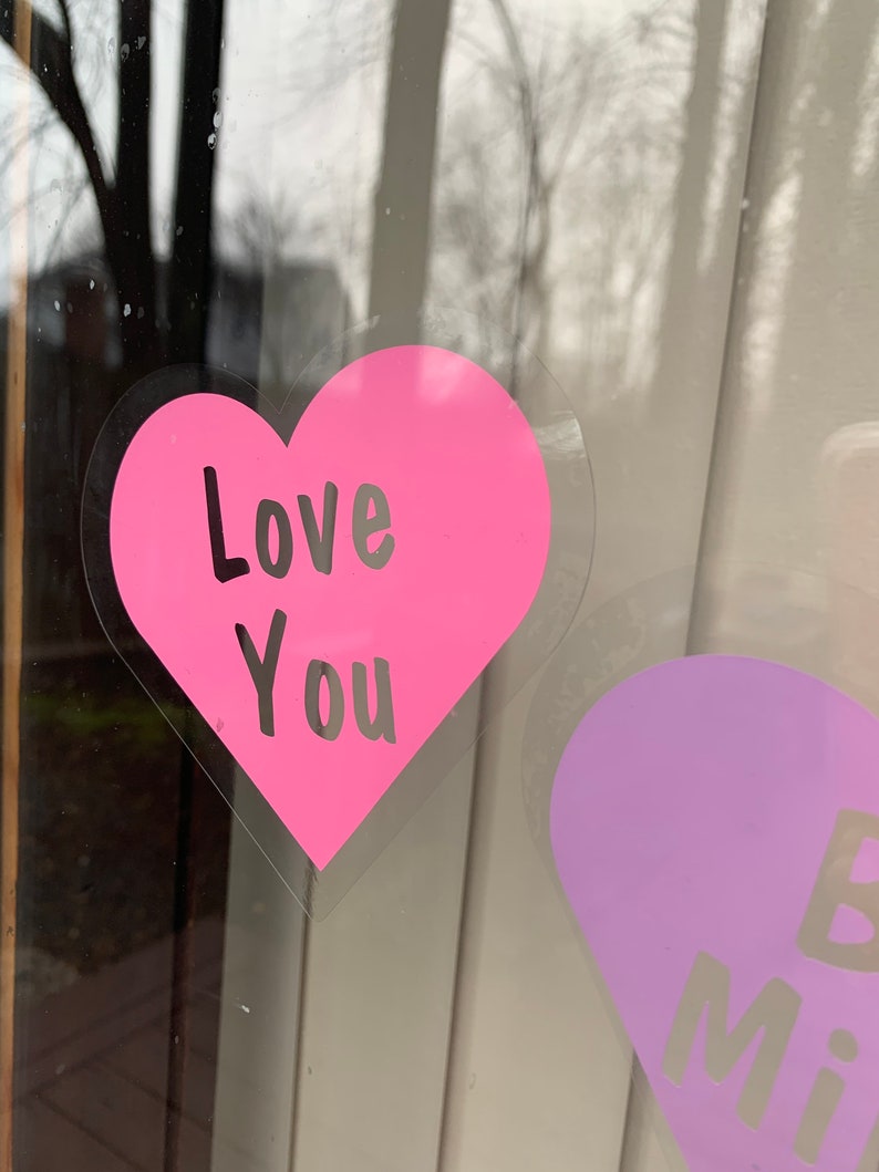 Set of 3 Heart Message Window Clings - St. Valentine’s Day Window ...