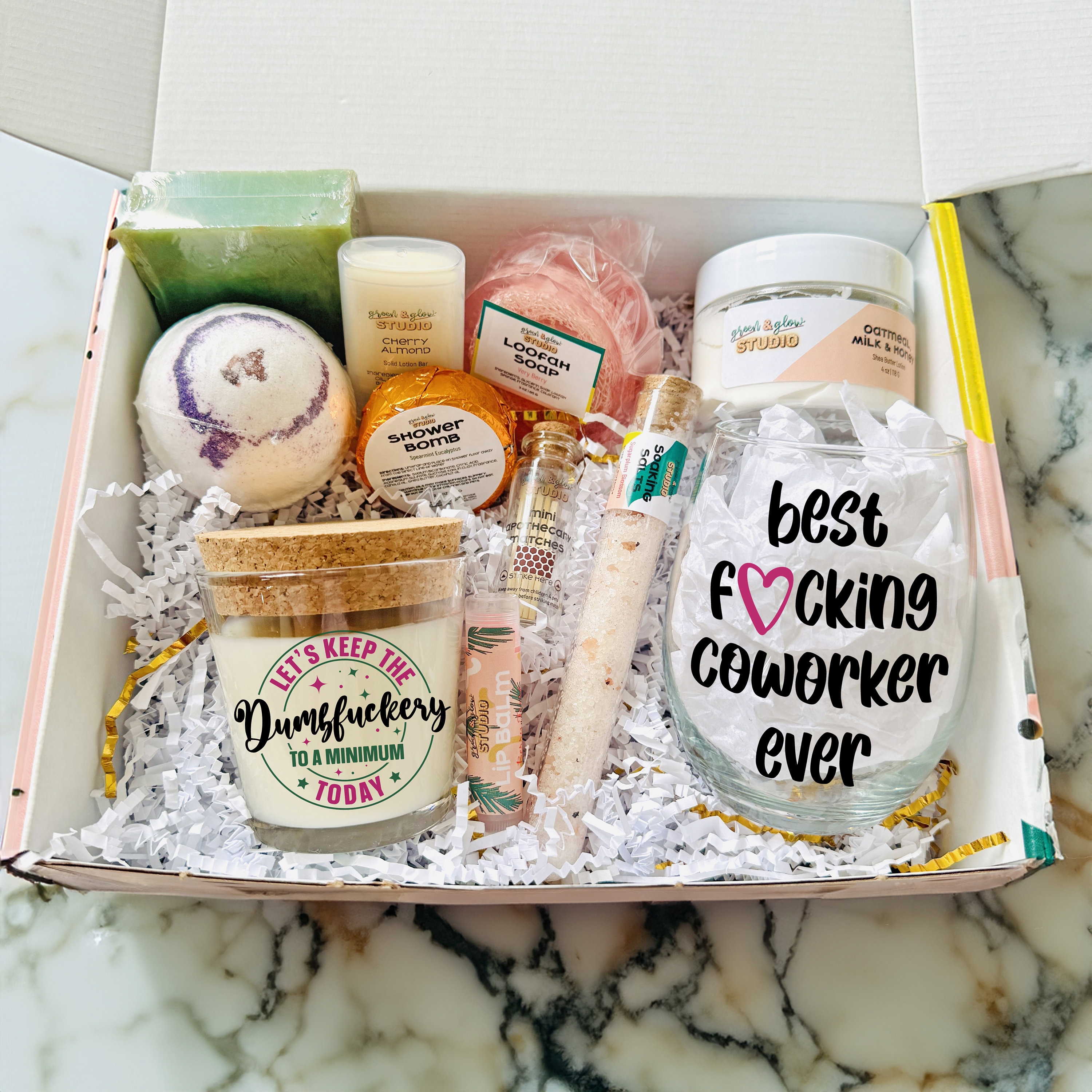 Best F cking Coworker Ever Spa Gift Box Funny Gift Set for Work Friend Unique Gift Basket Inappropriate Work Bestie Gift for Her