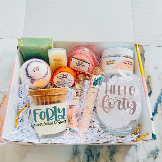 40th Birthday Large Spa Gift Box Happy Fortieth Birthday Gift Set Forty Gift Basket Set for Her Build a Birthday Box 40 Gift for Friend Etsy