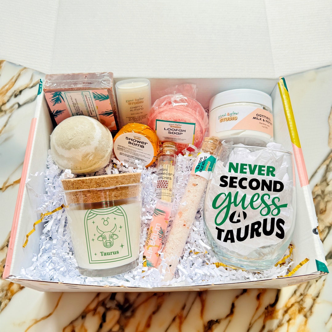 Taurus Zodiac Candle Spa Gift Set, Astrological Sign Gift Basket, May ...