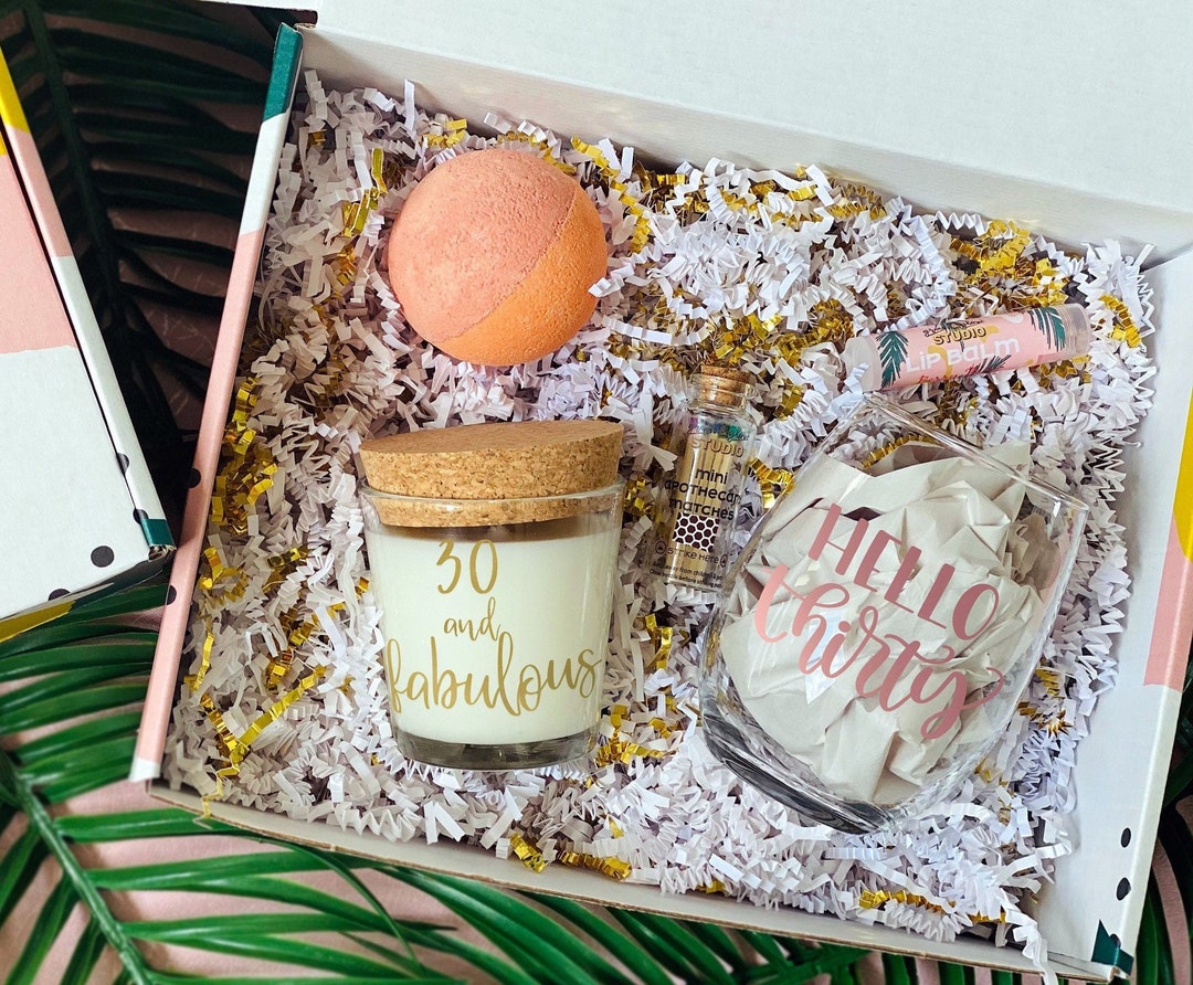 30th Birthday Spa Gift Box - Thirty Candle Gift Basket - 30 and ...