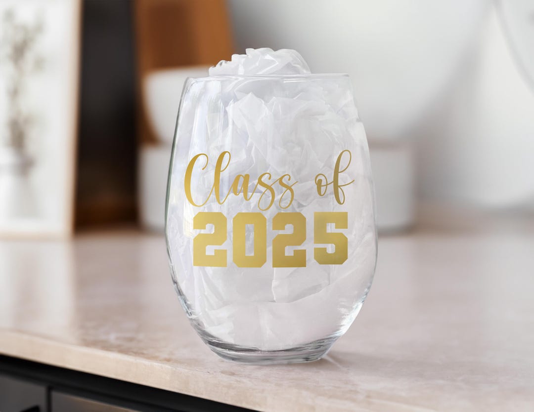 Class of 2025 Stemless Wine Glass, Happy Graduation Gift, Graduation ...