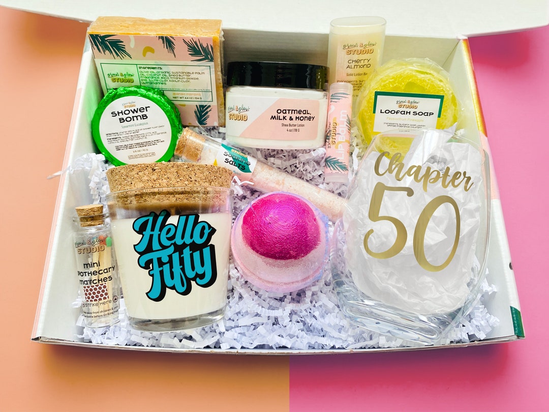 50th Birthday Gift for Her - Candle Spa Gift Box - Chapter 50 Birthday ...