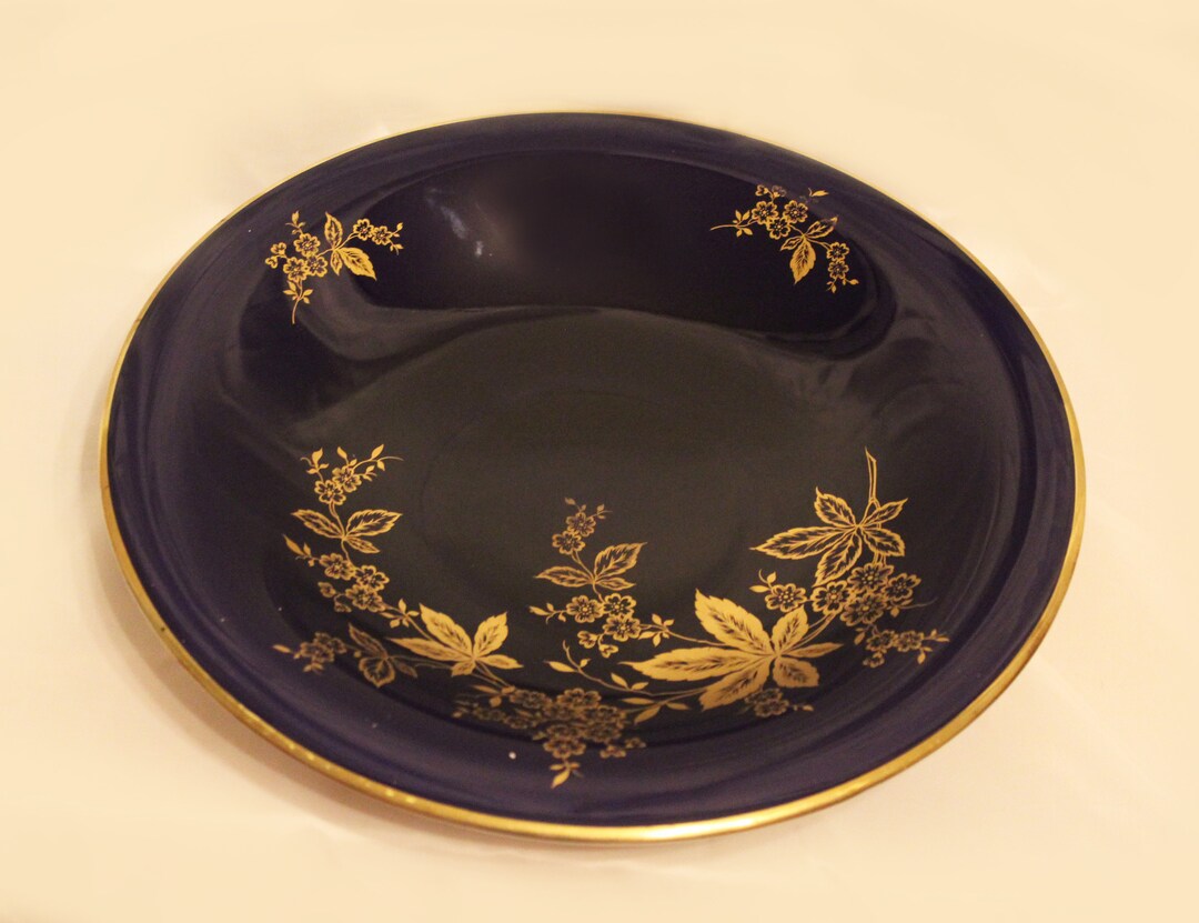 Porcelain Fruit Bowl, Cobalt , Gilt Pattern Lindner Bavaria - Etsy