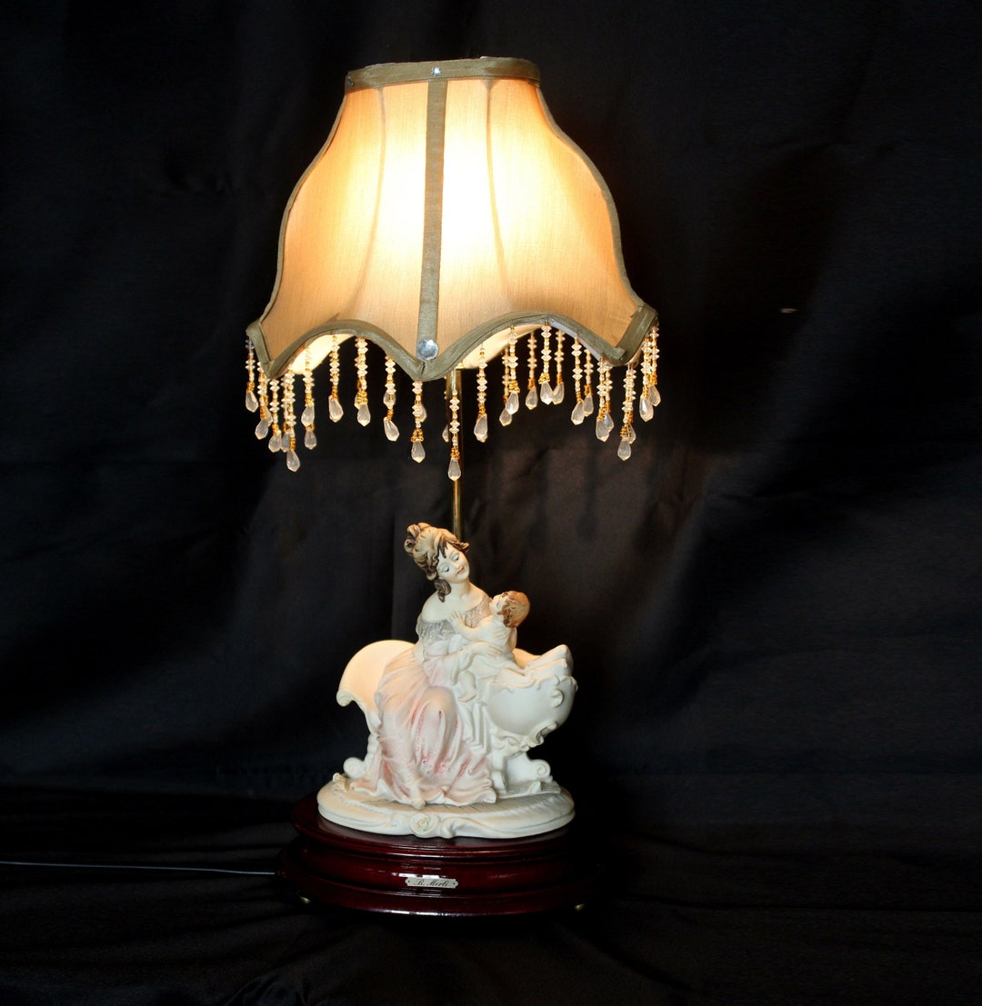 Lovely Lamp Capodimonte With Figurine of Mother and Child by B. Merli ...