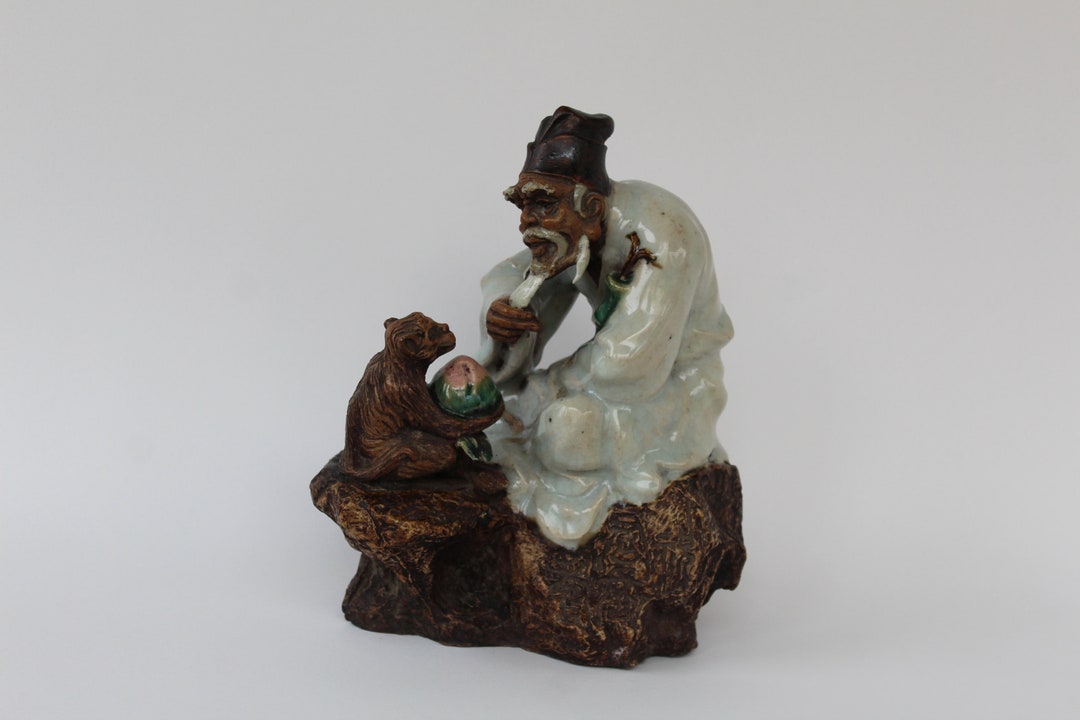 Large, Heavy Ceramic/stone Statue Depicting an Old Chinese Fairy or ...