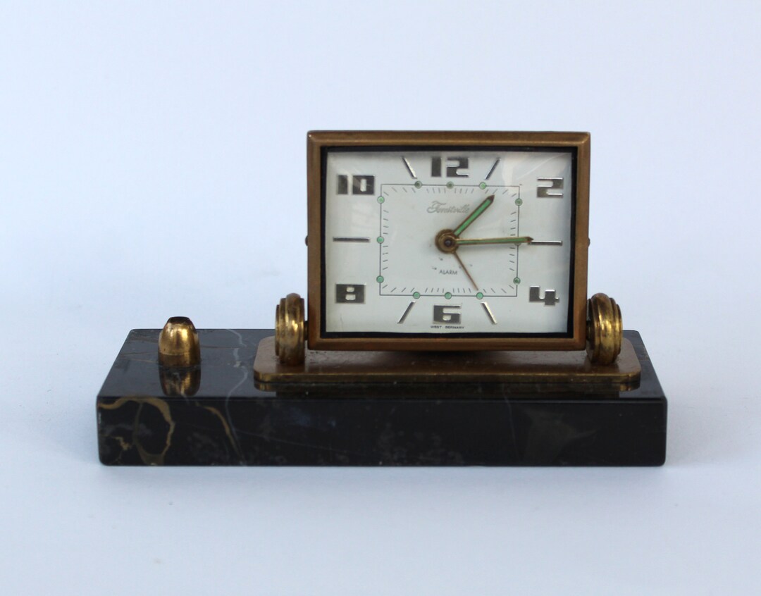 Vintage Forestville Mantel Alarm Clock: West Germany, Marble Base - Etsy