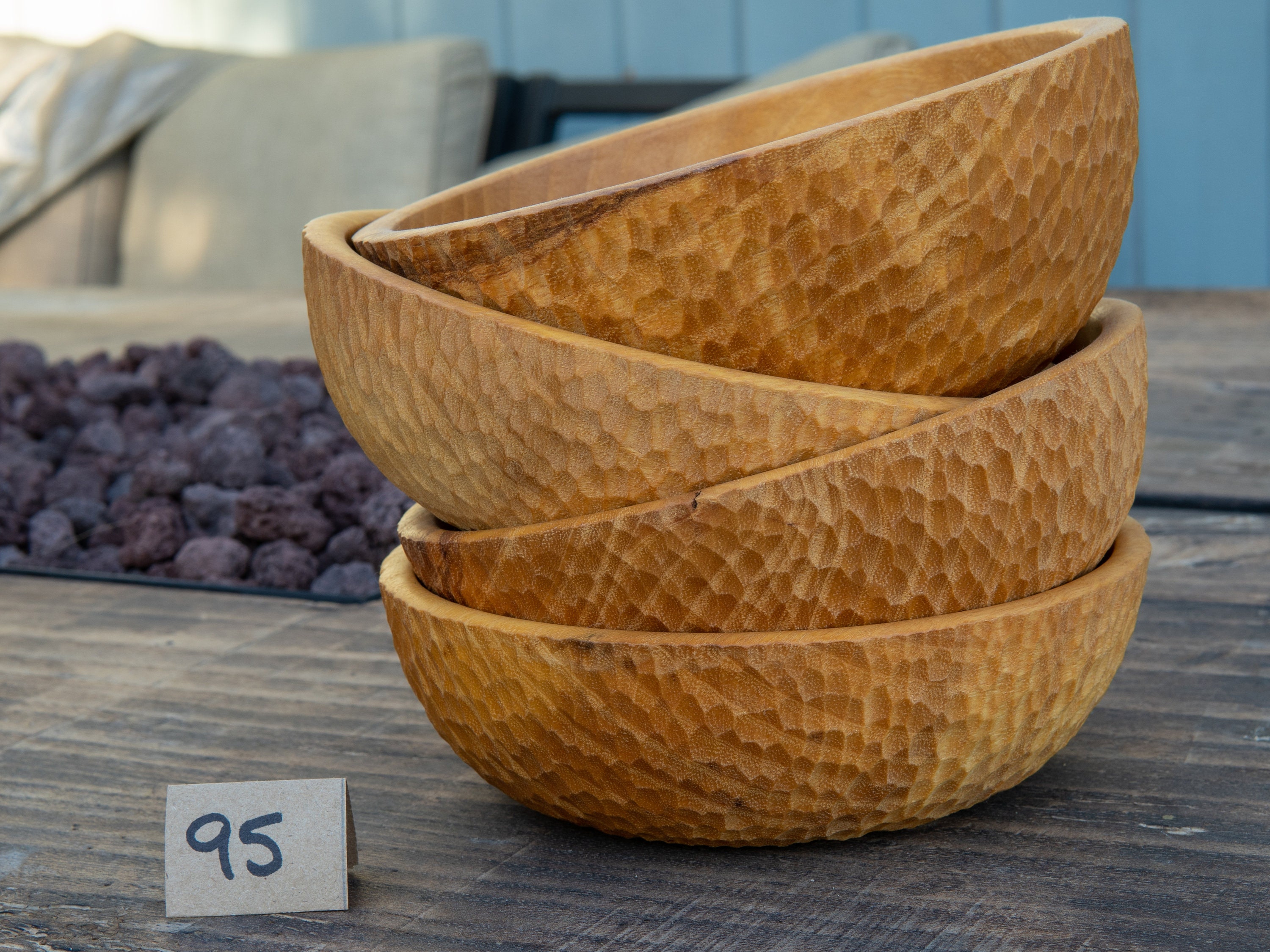 Textured Ash Wood Eating Bowl Set of 4 - Etsy