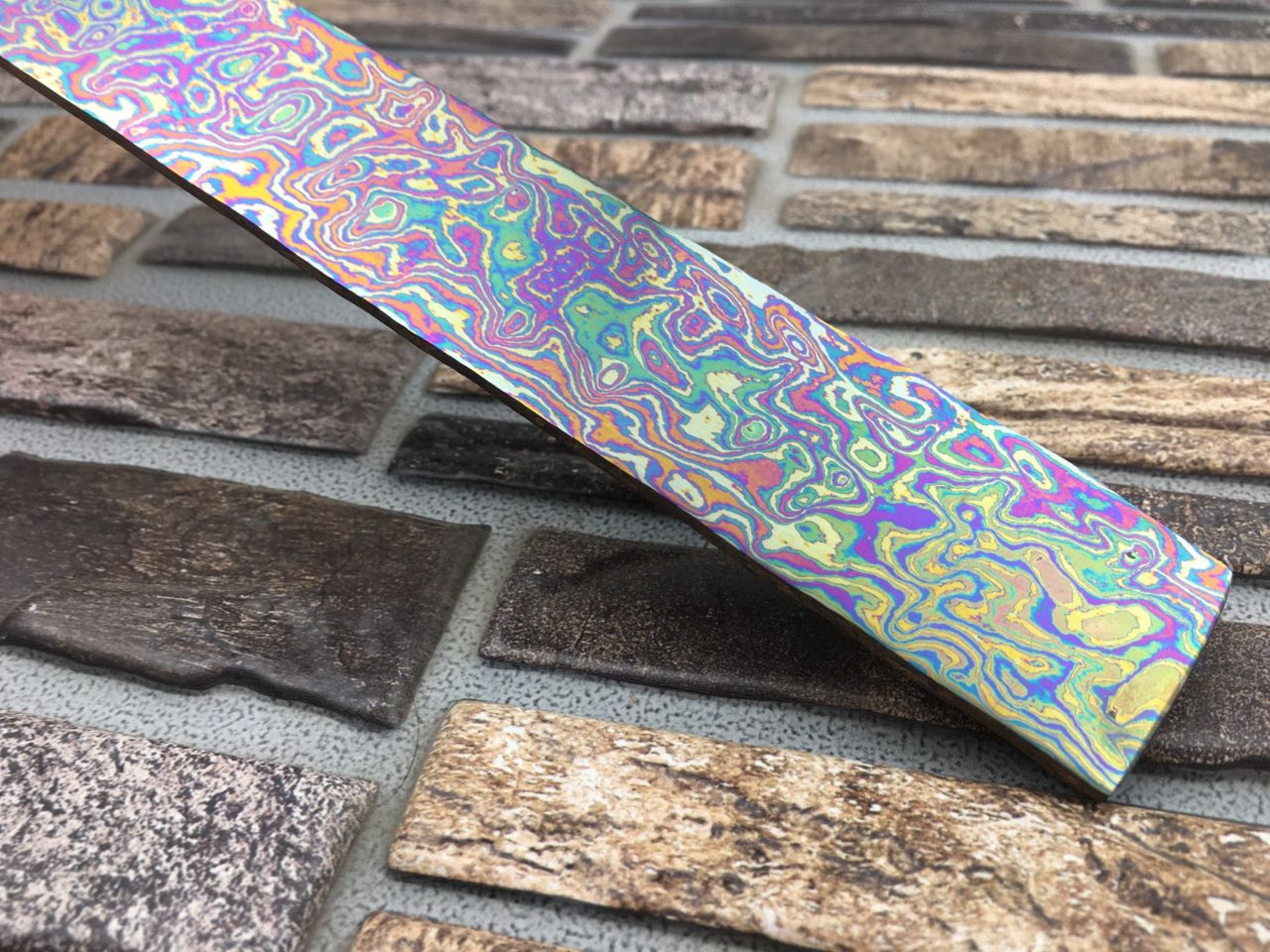 Titanium Damascus Billet 15 X 2 X 0.2 - Etsy