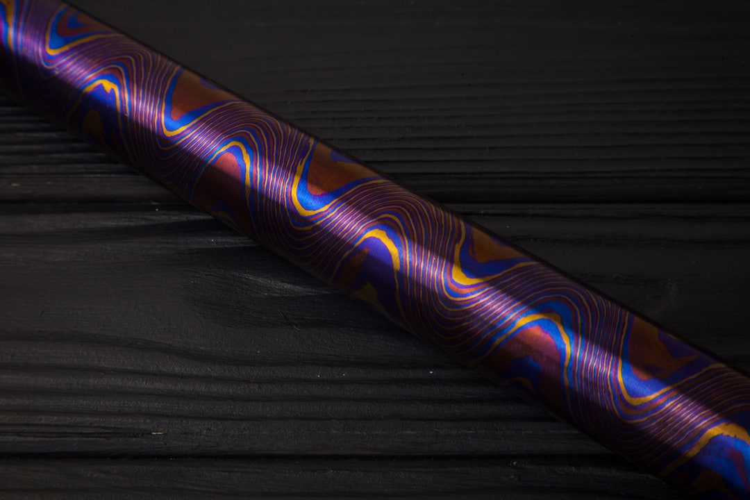 Titanium Damascus Rod (wave Pattern) 0.63" Diameter X 12" Long (16mm X ...