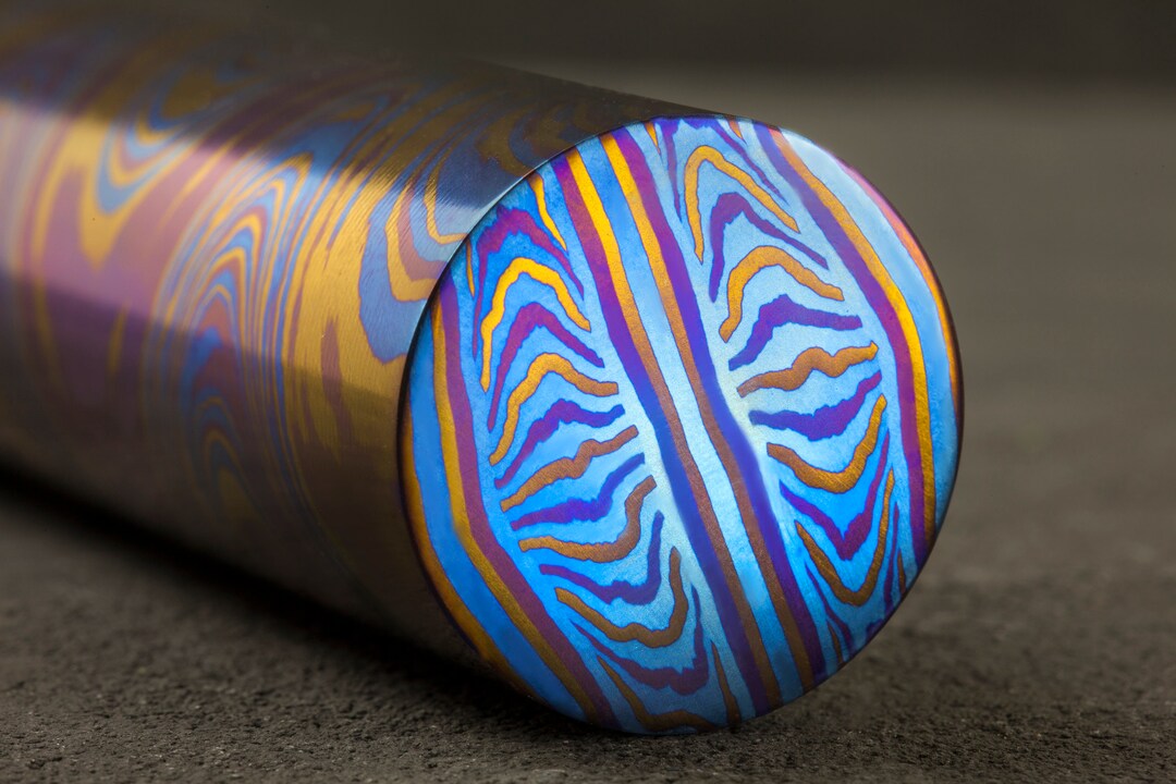 Titanium Damascus Rod (mosaic/wave Pattern) - Custom Sizes - Mokuti Rod ...