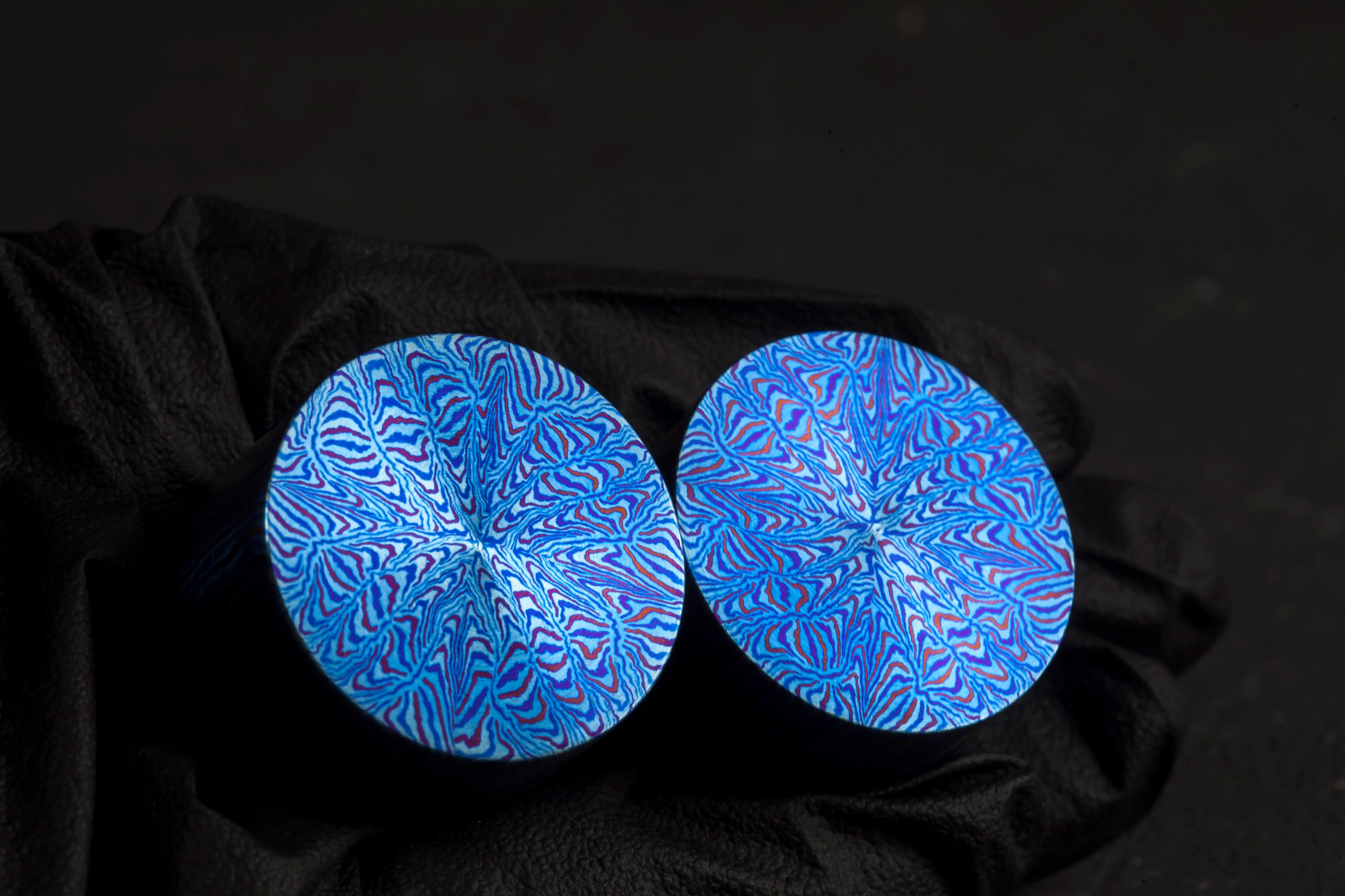 2 pieces Mosaic pattern Titanium Damascus pieces | Etsy